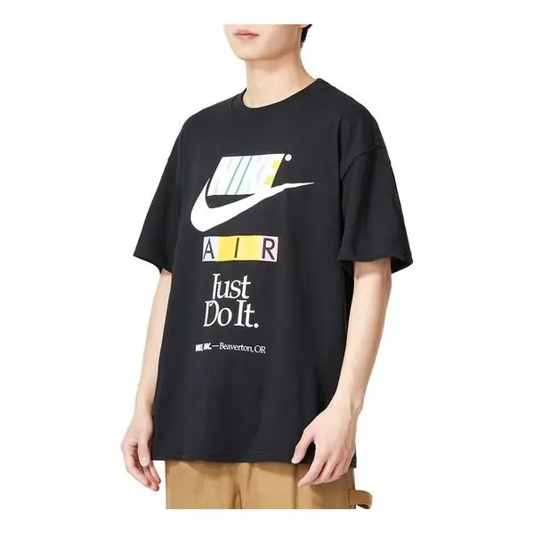 Nike Just Do It T-shirt 'black White - Black/multi-color