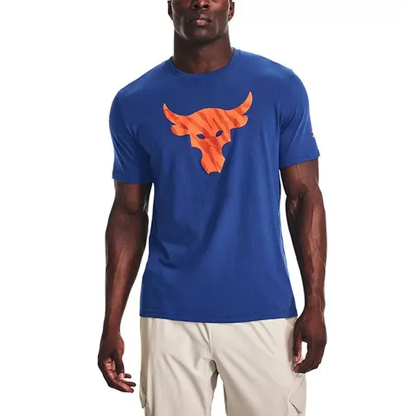 Under Armour Project Rock Brahma Bull Short Sleeve T-shirt 'blue Orange - Blue/orange