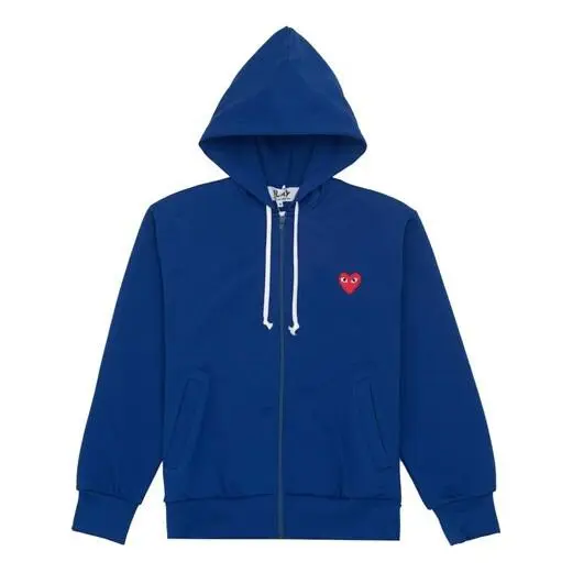 Play Comme Des Garcon Red Heart Zip Up Hoodie - Blue
