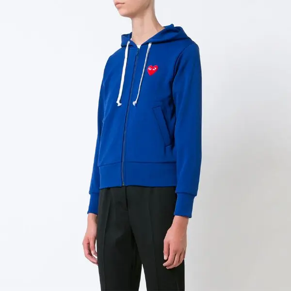 Play Comme Des Garcon Red Heart Zip Up Hoodie - Blue