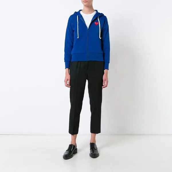 Play Comme Des Garcon Red Heart Zip Up Hoodie - Blue