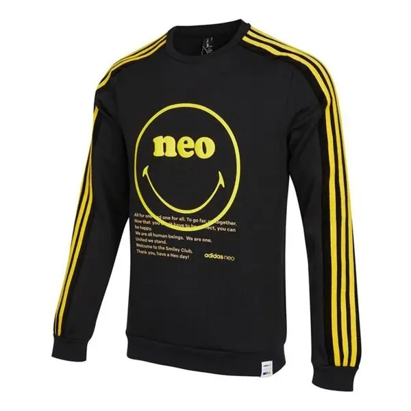Adidas Neo Smiley Face Print Crewneck Pullover - Black