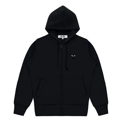 Play Comme Des Garcon Big Heart Zip Hooded Jacket - Black