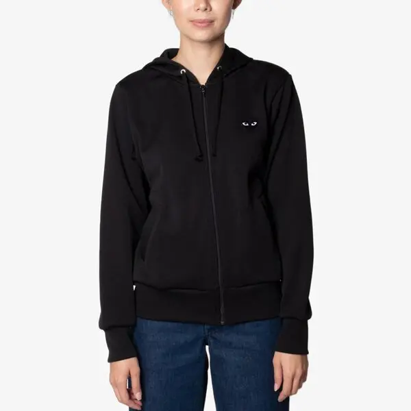 Play Comme Des Garcon Big Heart Zip Hooded Jacket - Black