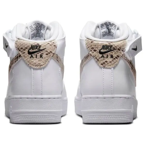 Nike Force 1 '07 Mid "snakeskin Swoosh" Sneakers - White/black/sanddrift