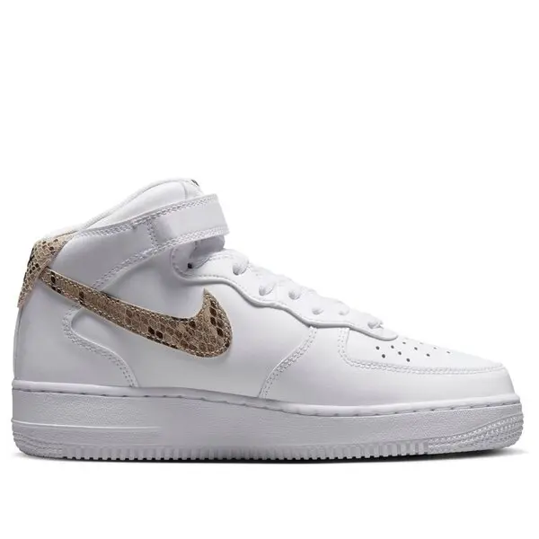 Nike Force 1 '07 Mid "snakeskin Swoosh" Sneakers - White/black/sanddrift