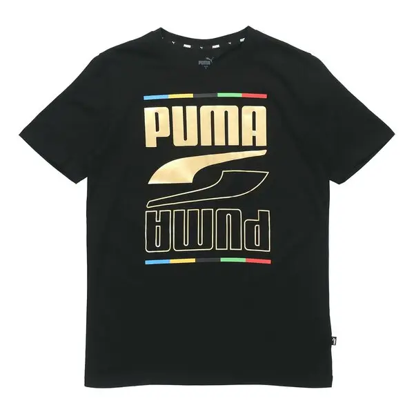 PUMA Bronzing Large Logo Printing Short Sleeve - Black