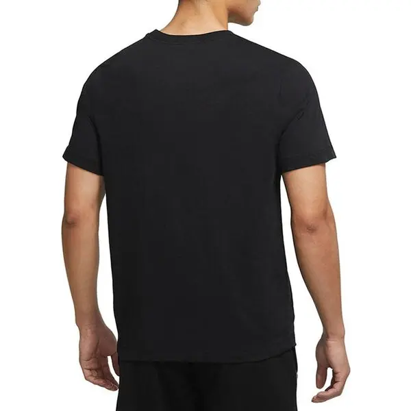 Nike Flowers Large Logo Casual Sports Solid Color Round Neck Short Sleeve Black T-shirt - Multi-color