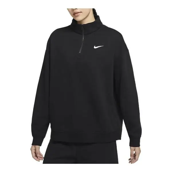 Nike Essential Swoosh 1/4-zip Top 'black - Black/white