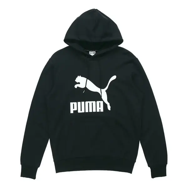 PUMA Classics Printing Drawstring Hoodie - Black