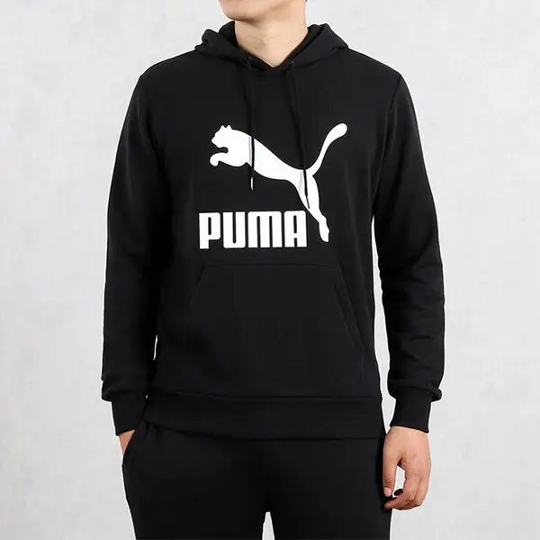 PUMA Classics Printing Drawstring Hoodie - Black