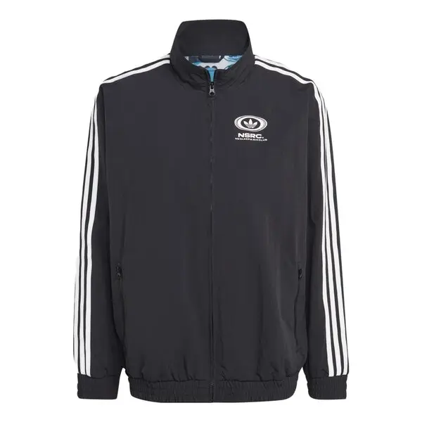 Adidas Track Jacket With Logo And Stripes - Black