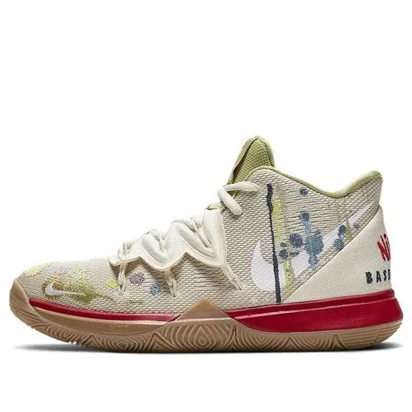 Nike Bandulu X Kyrie 5 "embroidered Splatters" Mid Top Sneakers - Red/brown/ivory