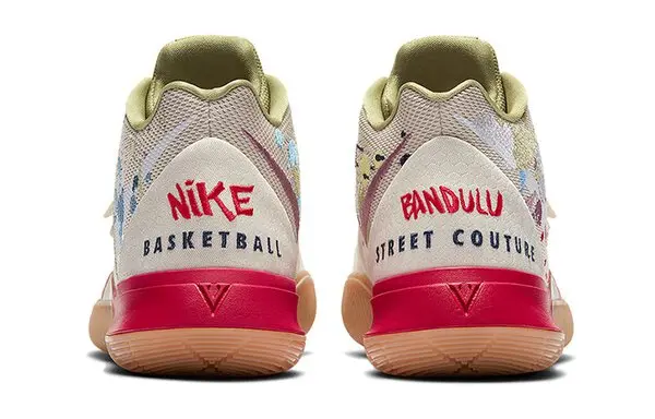 Nike Bandulu X Kyrie 5 "embroidered Splatters" Mid Top Sneakers - Red/brown/ivory