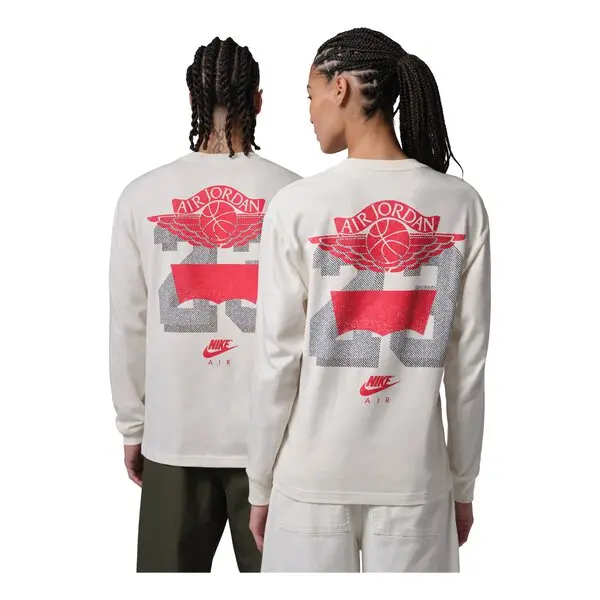 JORDAN X Levi's Long Sleeve T-shirt 'beige Red Grey - Beige/red/grey
