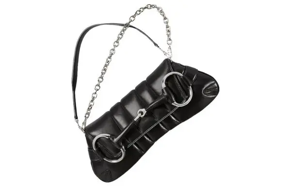 Gucci Horsebit Chain Medium Shoulder Bag - Black