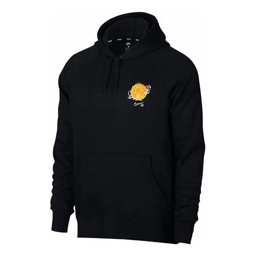 Nike Fleece Pullover With Floral Graphic - Black