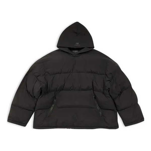 Balenciaga Sporty B Hooded Puffer Jacket - Black