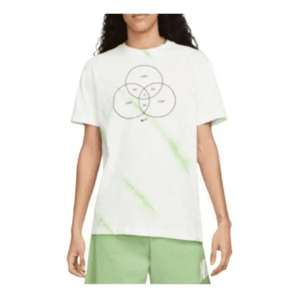 Nike Geometry Pattern Casual Round Neck Short Sleeve White T-shirt - Multi-color