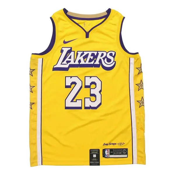Nike Lakers Lebron James 23 Basketball Jersey - Yellow