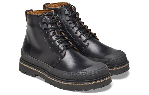 BIRKENSTOCK Prescott Waxy Leather Lace-up Boots - Black
