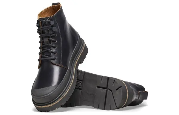BIRKENSTOCK Prescott Waxy Leather Lace-up Boots - Black