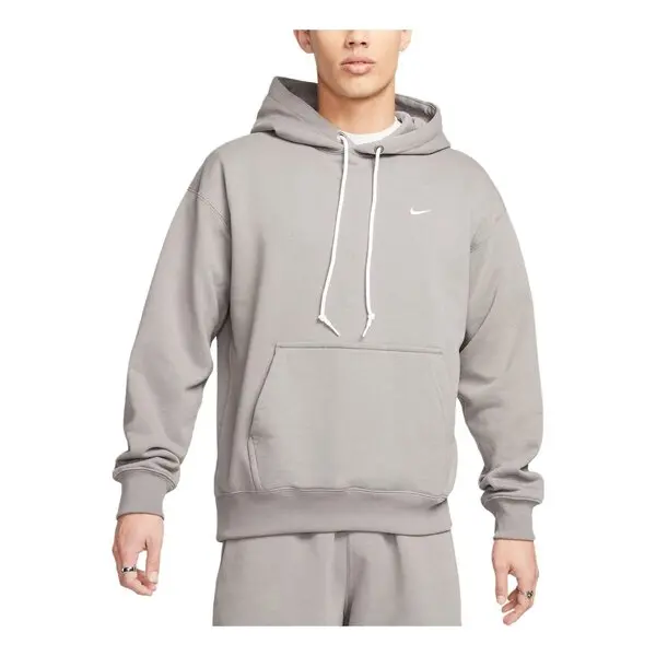 Nike Solo Swoosh Fleece Pullover Hoodie - Grey