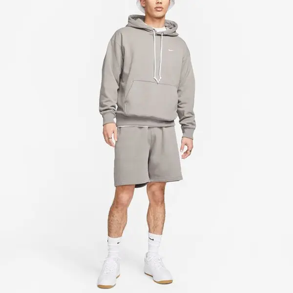 Nike Solo Swoosh Fleece Pullover Hoodie - Grey