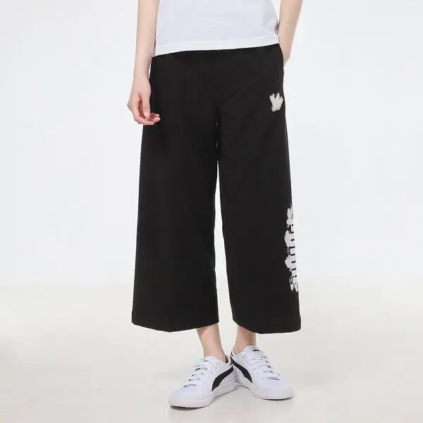 PUMA Logo Printed Knit Casual Cropped Pants