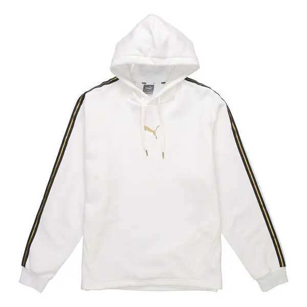 PUMA Bronzing Printing Fleece Lined Hooded Knit - White