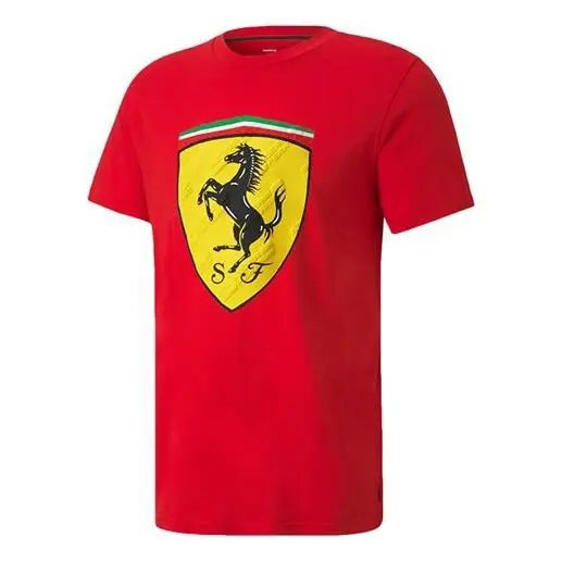 PUMA Ferrari Race Big Shieldtee+ Printing Short Sleeve Racing T-shirt - Red
