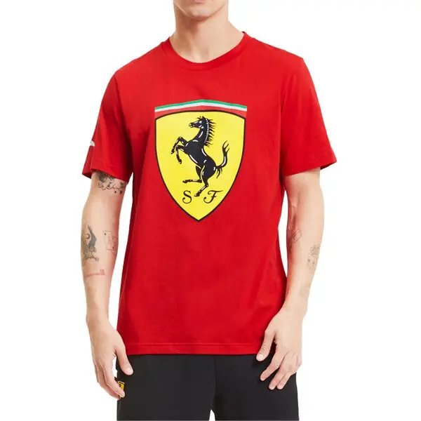 PUMA Ferrari Race Big Shieldtee+ Printing Short Sleeve Racing T-shirt