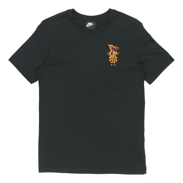 Nike Sportwear Printing Sports Pullover Round Neck Short Sleeve - Black