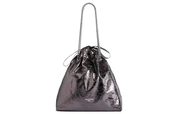 Balenciaga Crush Medium Tote Bag Metallized - Grey