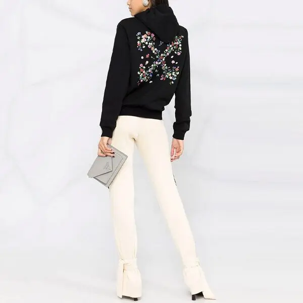 Off-White Flower Embroidered Arrow Hoodie