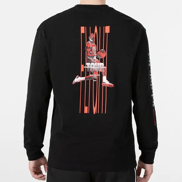 JORDAN Round Neck Pullover Long Sleeves T-shirt Black