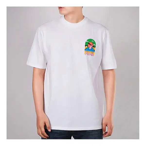 PUMA Printing Round Neck Short Sleeve - White