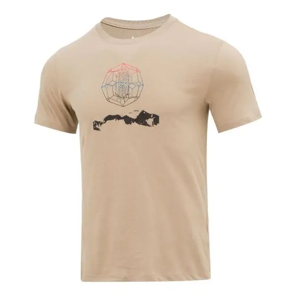 Nike Printing Round Neck Short Sleeve Khaki T-shirt - Default Color