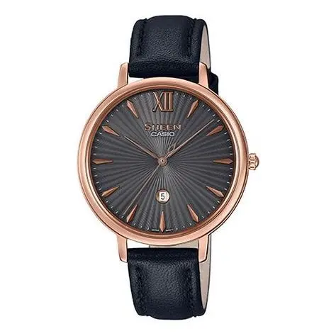 Casio Sheen Analog Quartz Watch With Leather Strap - Black