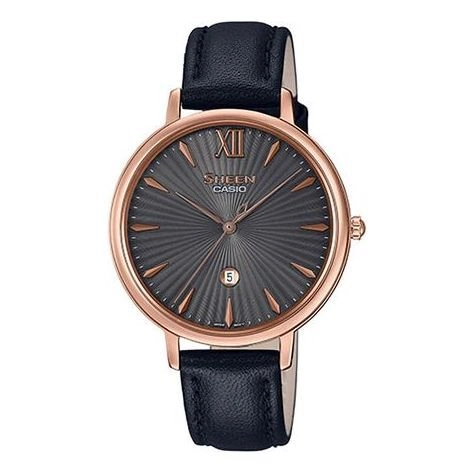 Casio Sheen Analog Quartz Watch With Leather Strap - Black