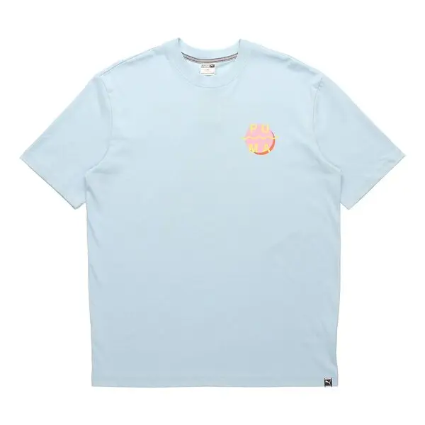 PUMA Downtown Graphic Printed Short Sleeve Tee Blue - Sky Blue
