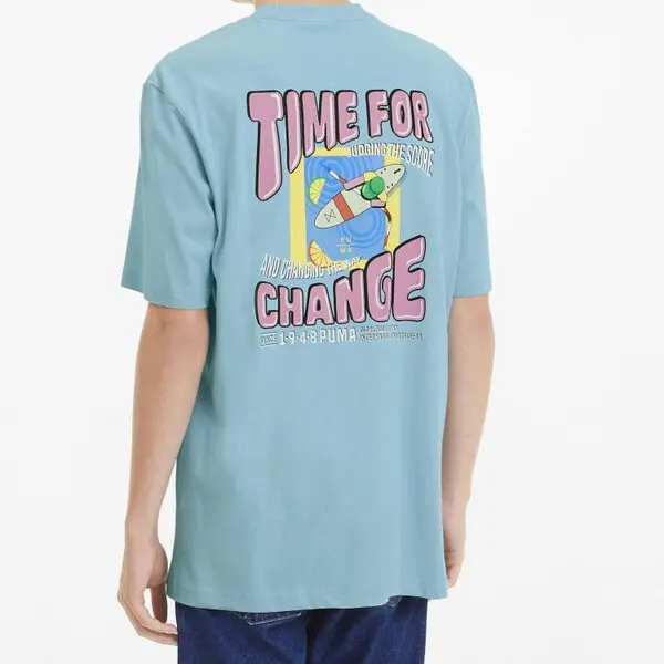 PUMA Downtown Graphic Printed Short Sleeve Tee Blue