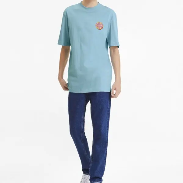 PUMA Downtown Graphic Printed Short Sleeve Tee Blue