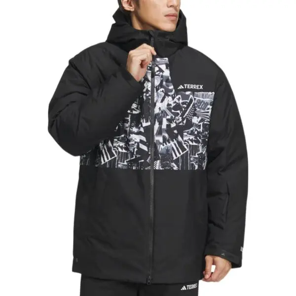 Adidas Pattern Printing Hooded Down Jacket