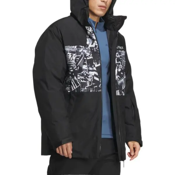 Adidas Pattern Printing Hooded Down Jacket