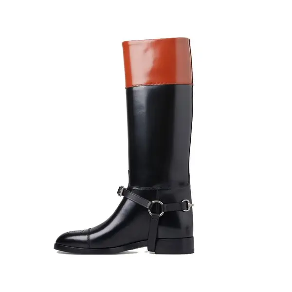 Gucci Knee-high Boot With Harness Detail - Black/brown
