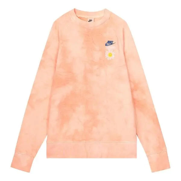 Nike Casual Sports Tie Dye Daisy Embroidered Round Neck Red - Default Color