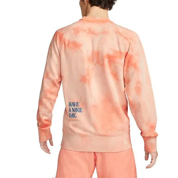 Nike Casual Sports Tie Dye Daisy Embroidered Round Neck Red - Default Color