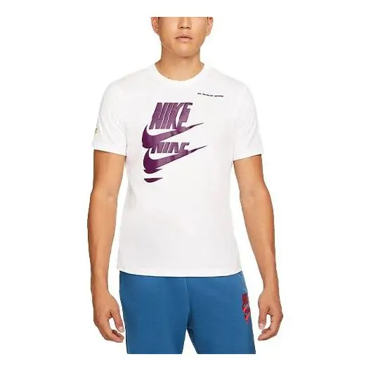 Nike Chest Creative Printing Short Sleeve White T-shirt