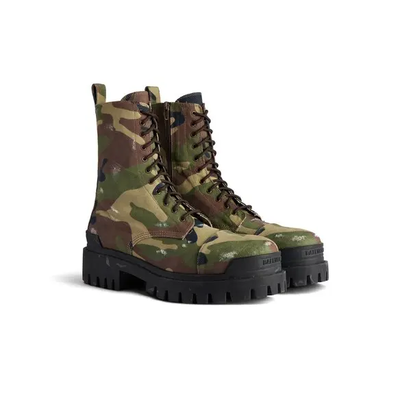 Balenciaga Strike Camo Print Combat Boots